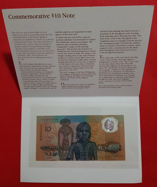 1988 $10 Fraser/Johnston First Polymer Note Folder Last Prefix Aa ...