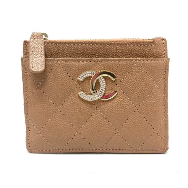 CHANEL COCO MARK Matelasse Wallet Compact Bi-fold Caviar Skin Women's ...