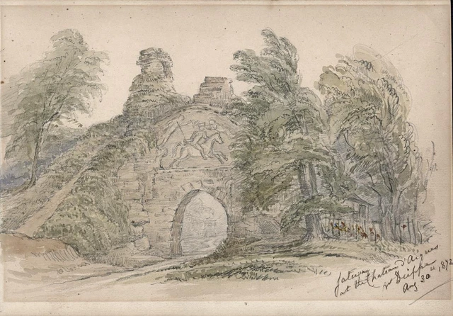 GATEWAY AT CHATEAU D'ARQUES DIEPPE FRANCE Victorian Watercolour ...