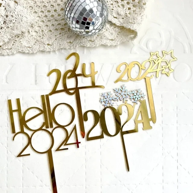 SNOWFLAKE SHAPE HELLO 2024 Cake Topper INS Cake Toppers Party Decor EUR ...