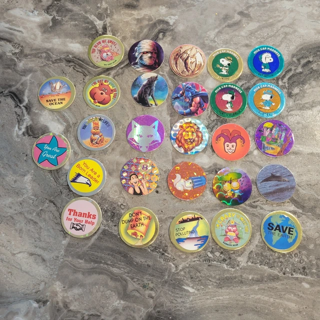 VINTAGE SET OF 27 Assorted Pog/ Pogs -Goosebumps,Snoopy,Gross Bears $9. ...
