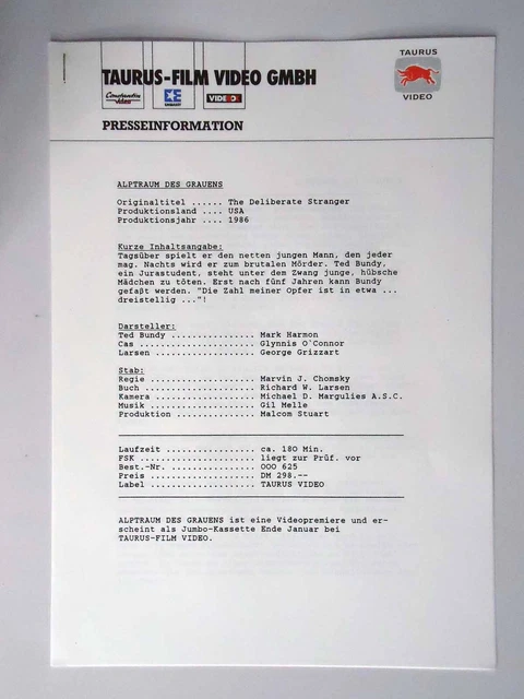 ALPTRAUM DES GRAUENS - VHS-Info - Mark Harmon - Glynnis O' Connor ...