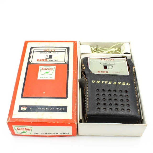 VINTAGE SINCLAIR DINO Supreme Six Transistor Radio w/ Box and Cables # ...