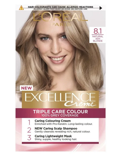 Loreal Paris Excellence Creme Permanent Hair Dye 8 1 Natural Ash