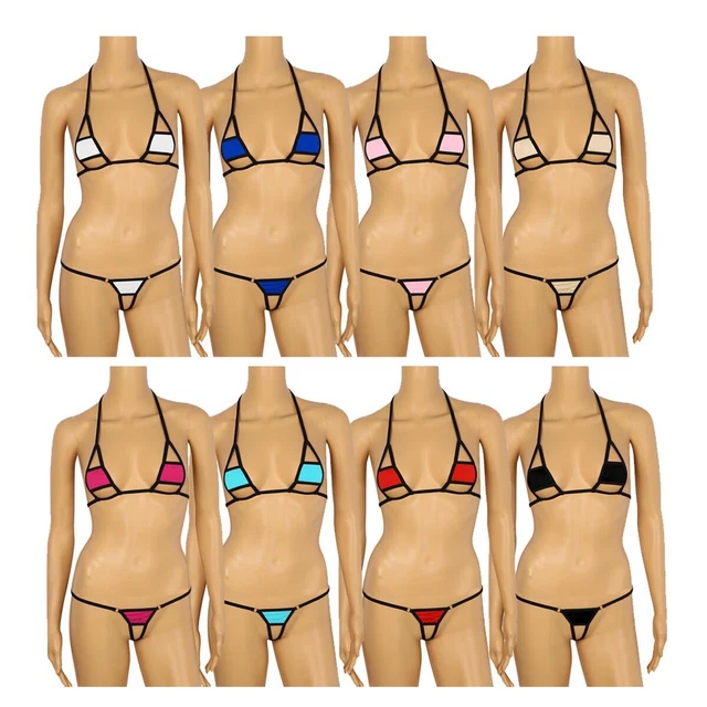 WOMEN SEXY MINI Micro G-String Bikini Set Bra Thong Lingerie Underwear ...