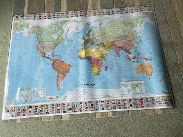 MICHELIN LAMINATED WORLD Map 100cmx142cm (Big/Wall map) - 2017 £10.00 ...