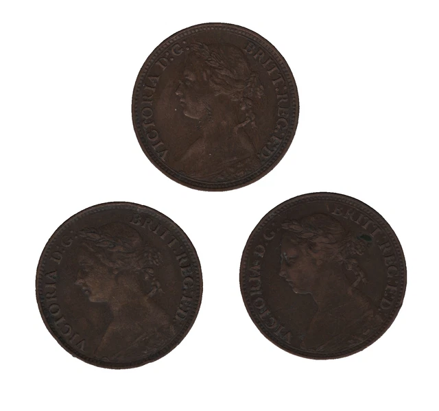 BRITISH VICTORIA – Farthing Coins – 1879, 1881 & 1891 – Pre-Decimal £7. ...