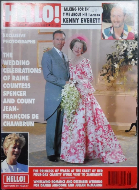 HELLO! MAGAZINE 17 July 1993 Wedding Of Raine Countess Spencer Kenny ...