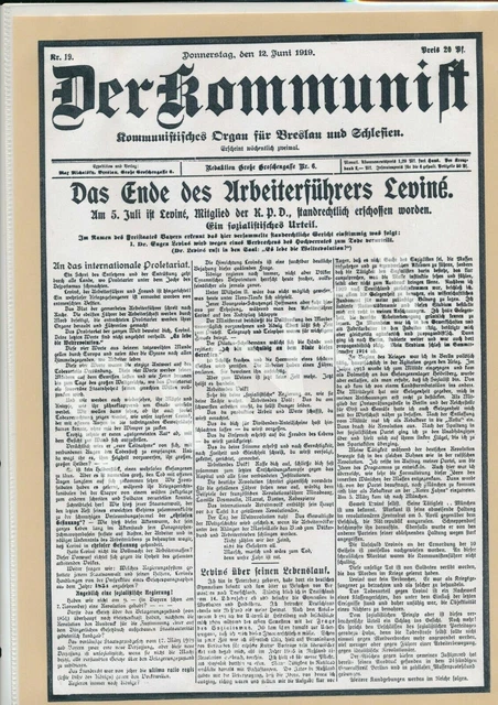 ZEITUNGSBERICHTE ZUM TOD Max Levinè München 1919 Revolution Band II-10 ...
