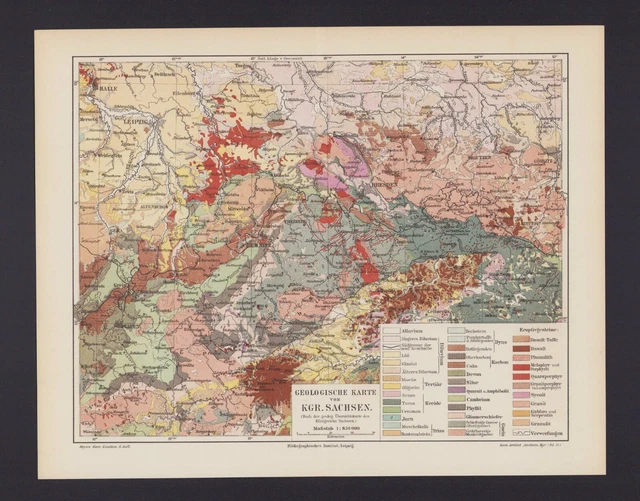 LANDKARTE MAP 1907: GEOLOGISCHE KARTE VOM KÖNIGREICH SACHSEN. EUR 19,99 ...