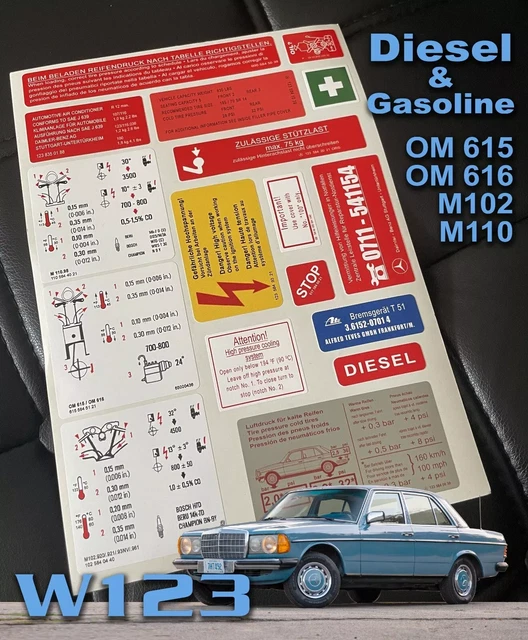 DECAL SET STICKERS For Mercedes-Benz W123 230 280E Class All Models ...