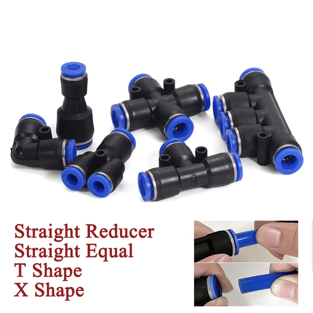 PNEUMATIC PUSH IN Fittings Connectors Plastic Adaptor Connector Tube ...
