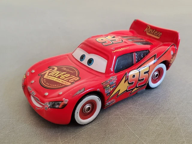 DISNEY CARS 1 FLASH MCQUEEN Car with White Metal 1/55 Die-Cast Side ...
