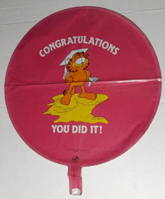 VINTAGE GARFIELD - Congratulations You Did It! Pink 1 Sided Helium ...
