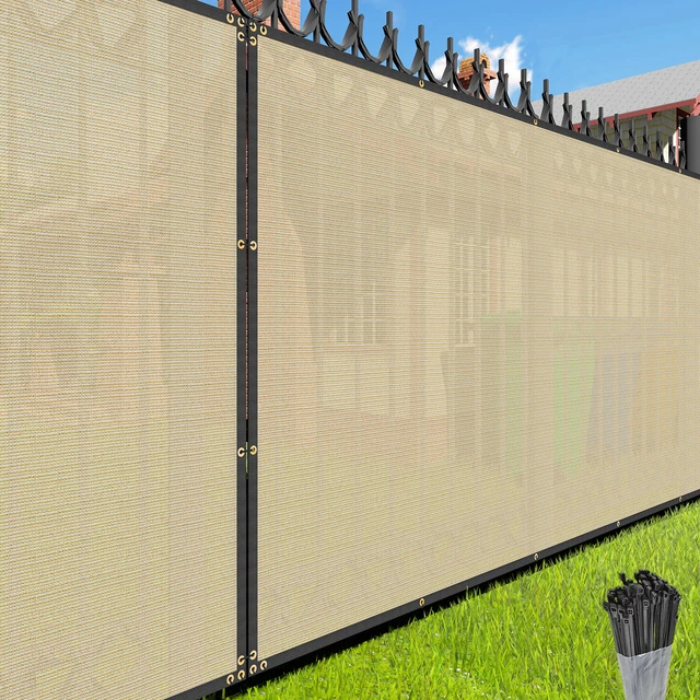 BEIGE 6FT PRIVACY Fence Screen Garden Yard Windscreen Mesh Shade Cover ...