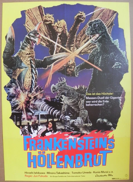 GODZILLA VS GIGAN 1972 German A1 Poster Jun Fukuda Godzilla On Monster ...