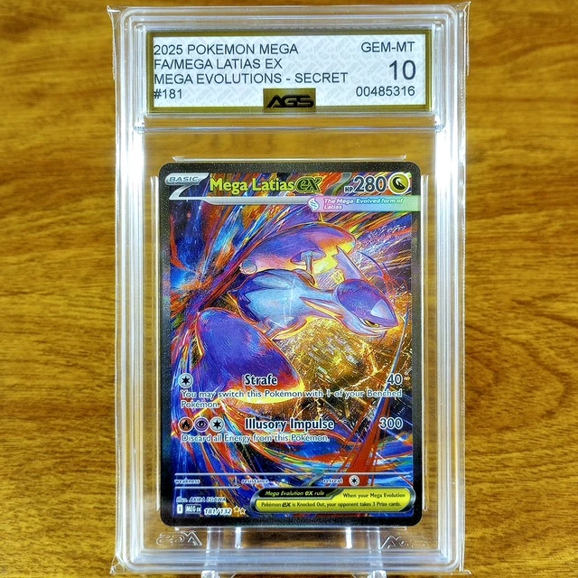 POKEMON MEGA EVOLUTIONS Mega Latias EX 181/132 AGS Gem-MT 10 FA Holo ...