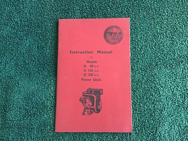 VINTAGE BSA POWER Units Instruction Manual Models B 98cc C 120cc D ...
