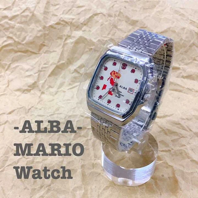 SEIKO ALBA SUPER Mario Bros Fire Mario Model Watch Limited Silver W/Box ...