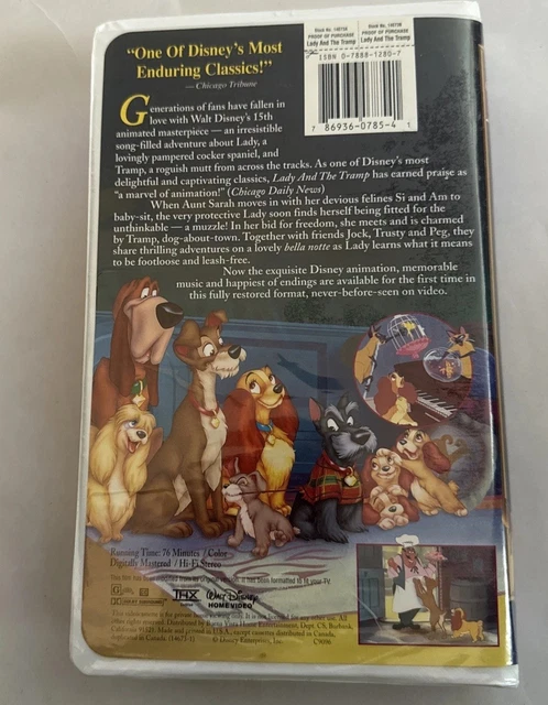 DISNEY LADY AND the Tramp VHS Walt Masterpiece Classic Animated Movie ...