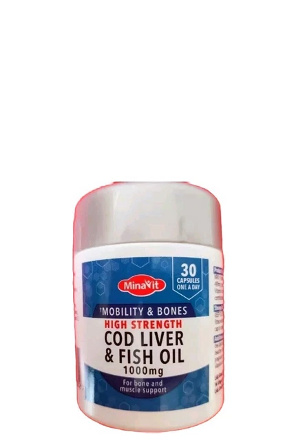 MINAVIT COD LIVER & FISH OIL 1000mg Bone & Mobility 30 Capsule HIGH ...