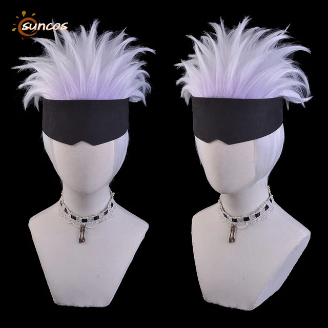 ANIME JUJUTSU KAISEN Gojo Satoru Blindfold Gradient Soaring Hair Wigs ...