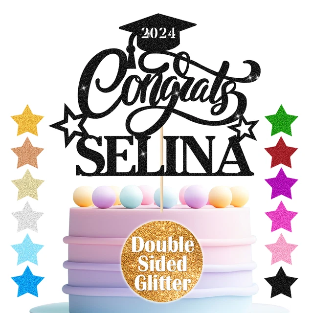PERSONALISED CAKE TOPPER Congrats Graduation Celebration Students Class ...