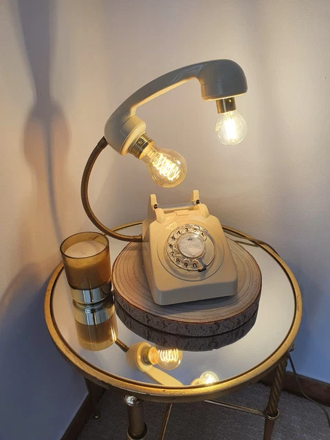 VINTAGE 1981 ROTARY dial phone retro desk lamp rotary telephone+2 LED ...