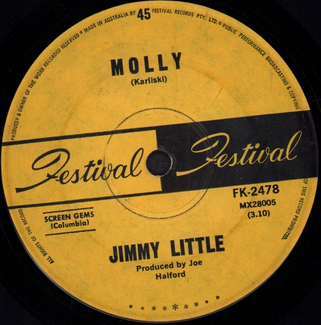 JIMMY LITTLE MOLLY 7" vinyl Australia Festival 1968 FK2478 EUR 8,36 ...
