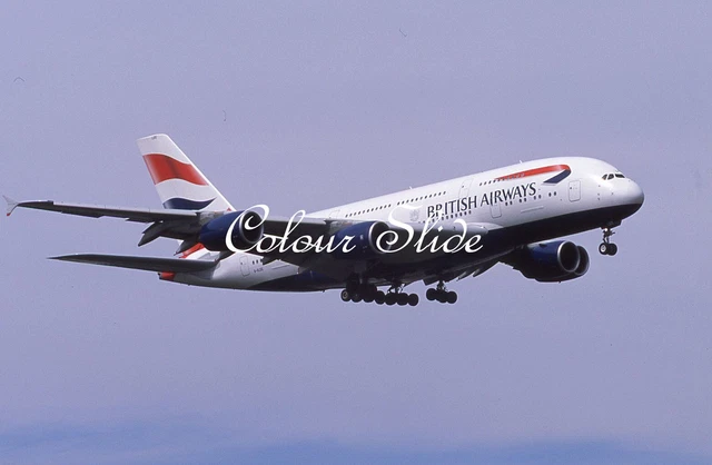 BRITISH AIRWAYS AIRBUS A380-841 G-XLEE, LHR, Colour Slide, Aviation ...