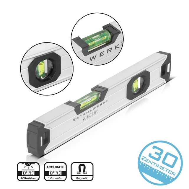 STAHLWERK SPIRIT LEVEL 300 mm aluminum spirit level magnetic spirit ...