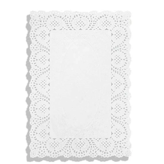 150PCS/PACK RECTANGULAR LACE Paper Doilie White Coasters Baking ...
