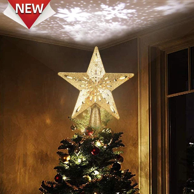 CHRISTMAS LED TOPPER Star Tree Rotating Snowflake Projector Light ...