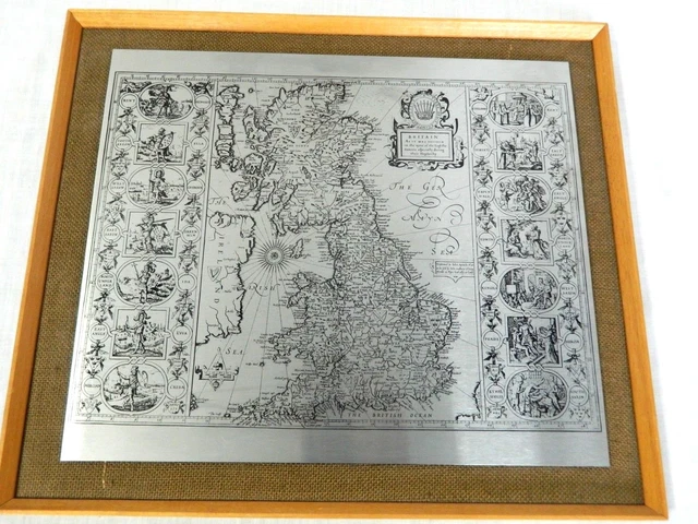 STAINLESS STEEL WALL art Map 70s Omicways England Divided Saxons John ...