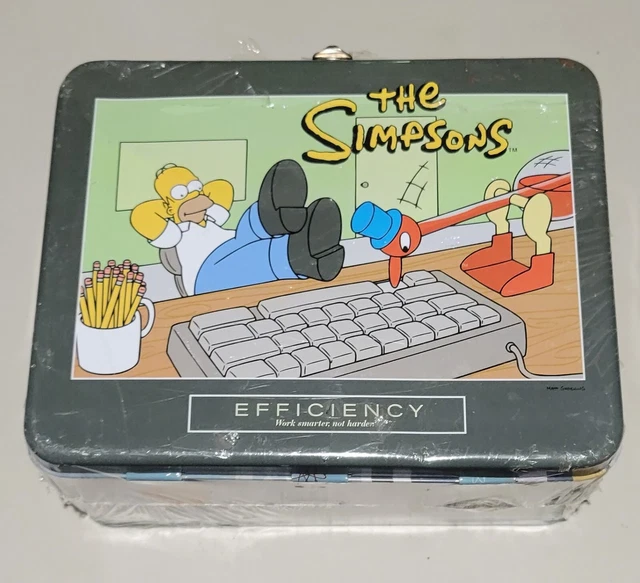 RARE THE SIMPSONS Homer Efficiency Work Smarter Not Harder Metal Lunch ...