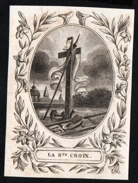 HOLY CARD ANTIQUE grabado de la Cruz santino image pieuse andachtsbild ...