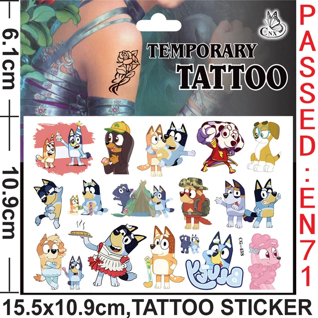 BLUEY KINDER TATTOO Set Temporäre Tattoos Kindergeburtstag Geschenk EUR ...