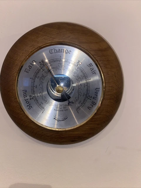 SMART 1980'S HANDTURNED Solid Wood Daymaster Wall Barometer Working ...