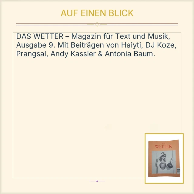 DAS WETTER MAGAZINE Texte Musique Numéro 3 Littérature EUR 5,95 ...