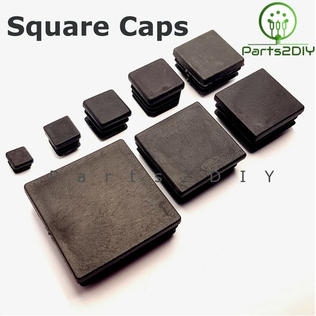 SQUARE PLASTIC BLACK Blanking End Caps Box Section Tube Pipe Inserts ...