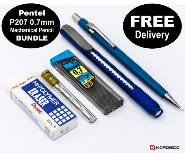 PENTEL SHARP P207 0.7mm Mechanical Pencil 5-Piece Bundle with Lead ...