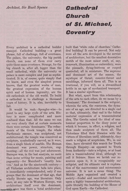 CATHEDRAL CHURCH OF St. Michael, Coventry, Architect Sir Basil Spence ...