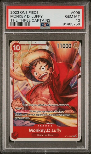 ONE PIECE MONKEY D. Luffy ST10-006 The Three Captains Deck PSA 10 EUR 40,00 - PicClick FR