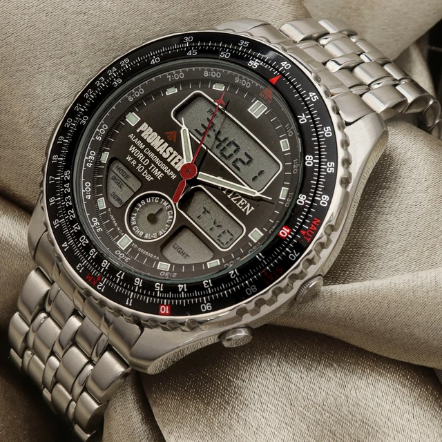 RARE CITIZEN JAPAN PROMASTER ALARM CHRONOGRAPH WORLD TIME QUARTZ MEN'S ...