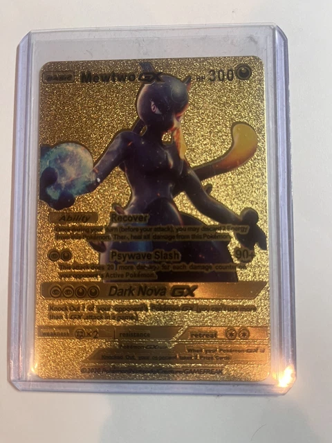 MEWTOW GX Gold Shiny Card- Gold Foil Pokemon Card Fan Art Display Card ...