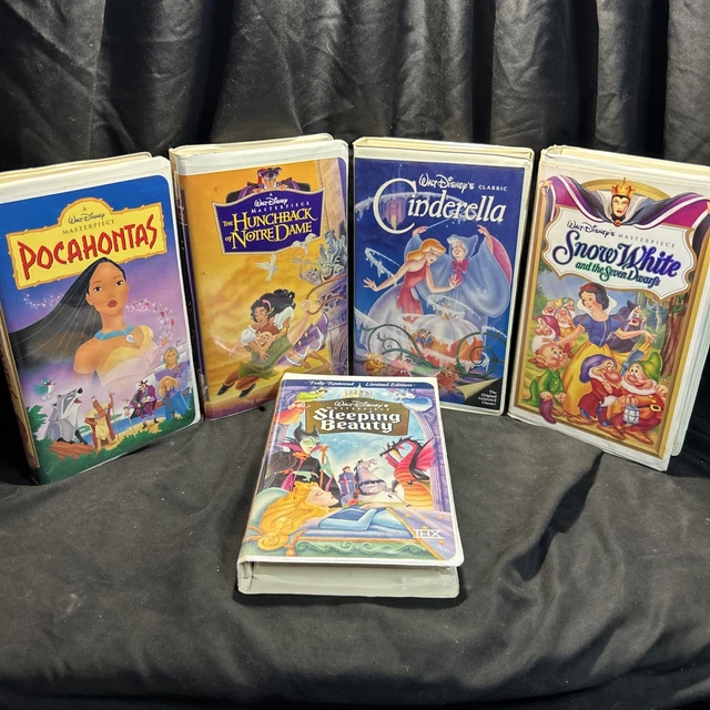 5 DISNEY VHS Princess Sleeping Beauty Cinderella Hunchback Pocahontas ...