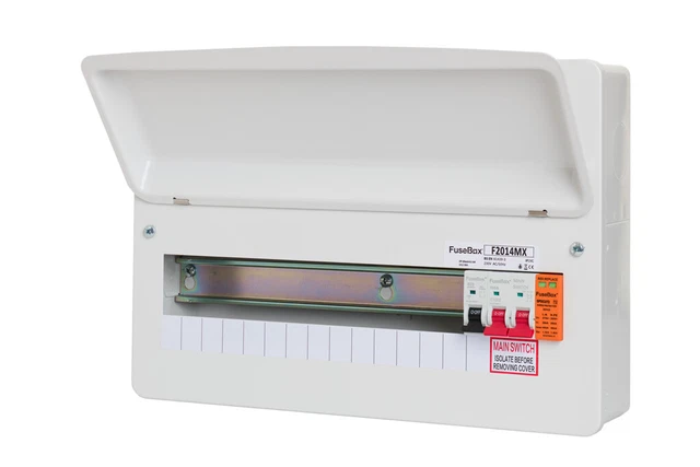 FUSEBOX F2014MX 14 Way T2 SPD Metal Consumer Unit with 100A Main Switch ... FUSEBOX F2014MX 14 Way T2 SPD Metal Consumer Unit with 100A Main Switch ...