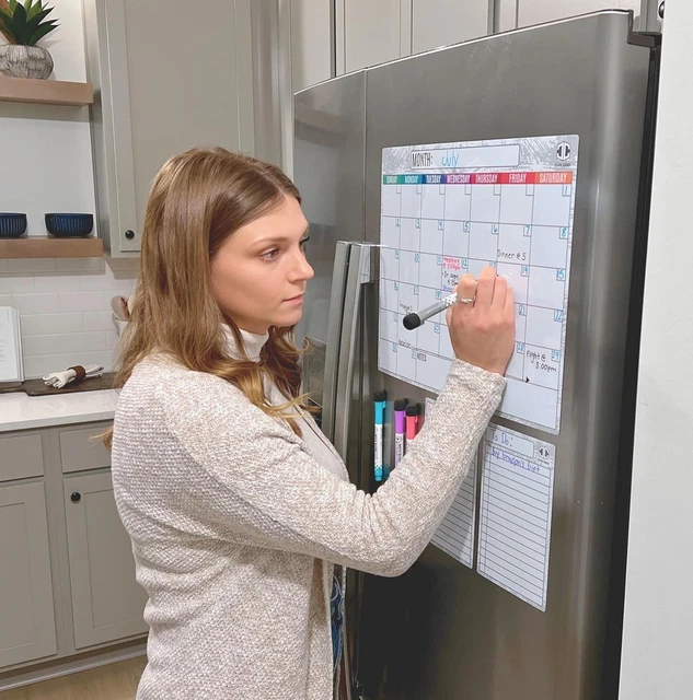 CONCEPT CORNER MAGNETIC Dry Erase Calendar Set: 1 for Fridge 16.5x13, 2 ...