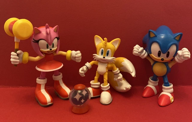 3 X SONIC, Tails & Amy Rose - Sonic The Hedgehog 4" Action Figures ...