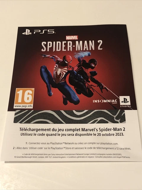 CODE JEU MARVEL SPIDER-MAN 2 PS5 PlayStation 5 EUR 51,00 - PicClick FR